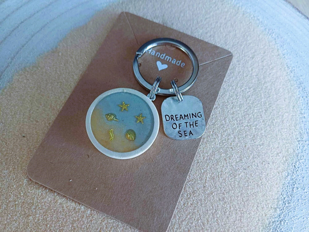 Handmade Beach Scene Keyring, Beach Jewellery, Summer Jewellery, Resin ...