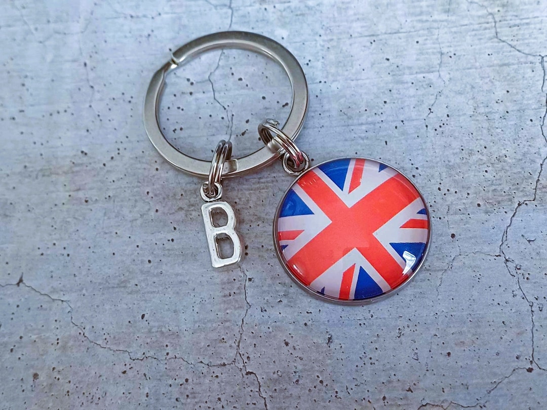 Union Jack Flag Keyring Letter Personalized, Union Jack Charm Keyring ...