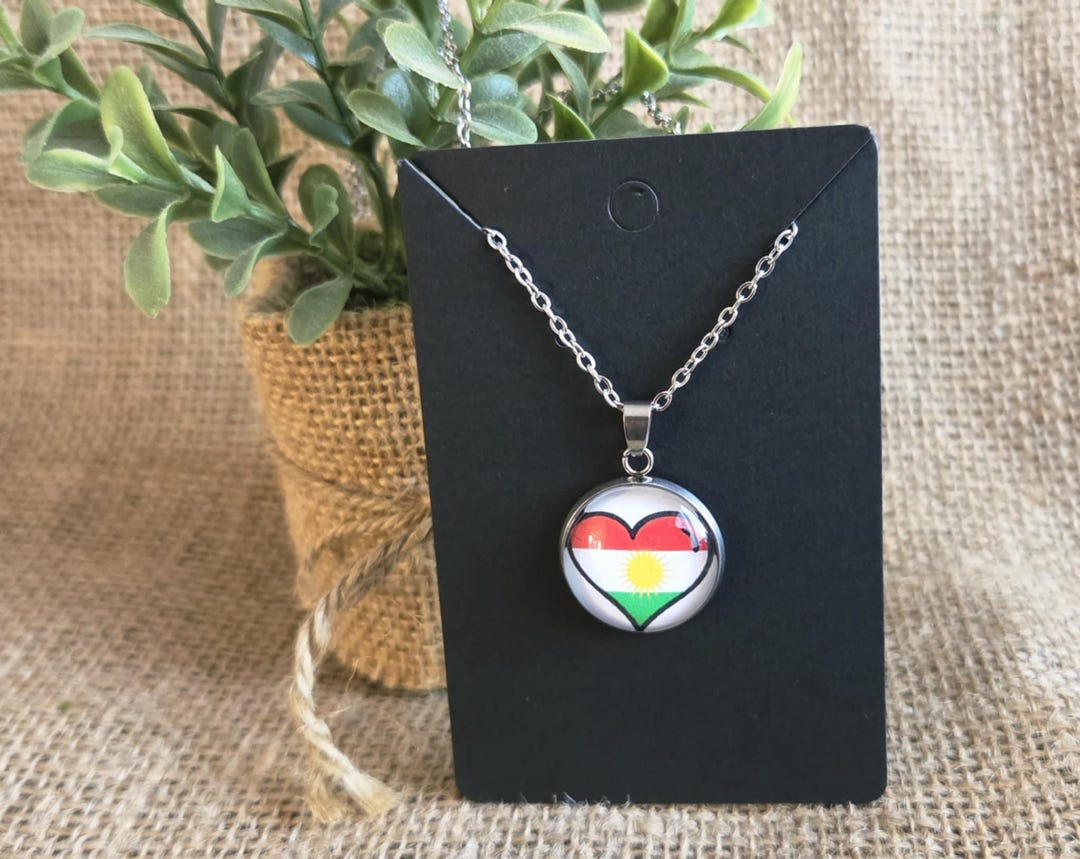 Kurdistan Flag Necklace, Kurdistan Flag Pendant Necklace, Kurdistan ...