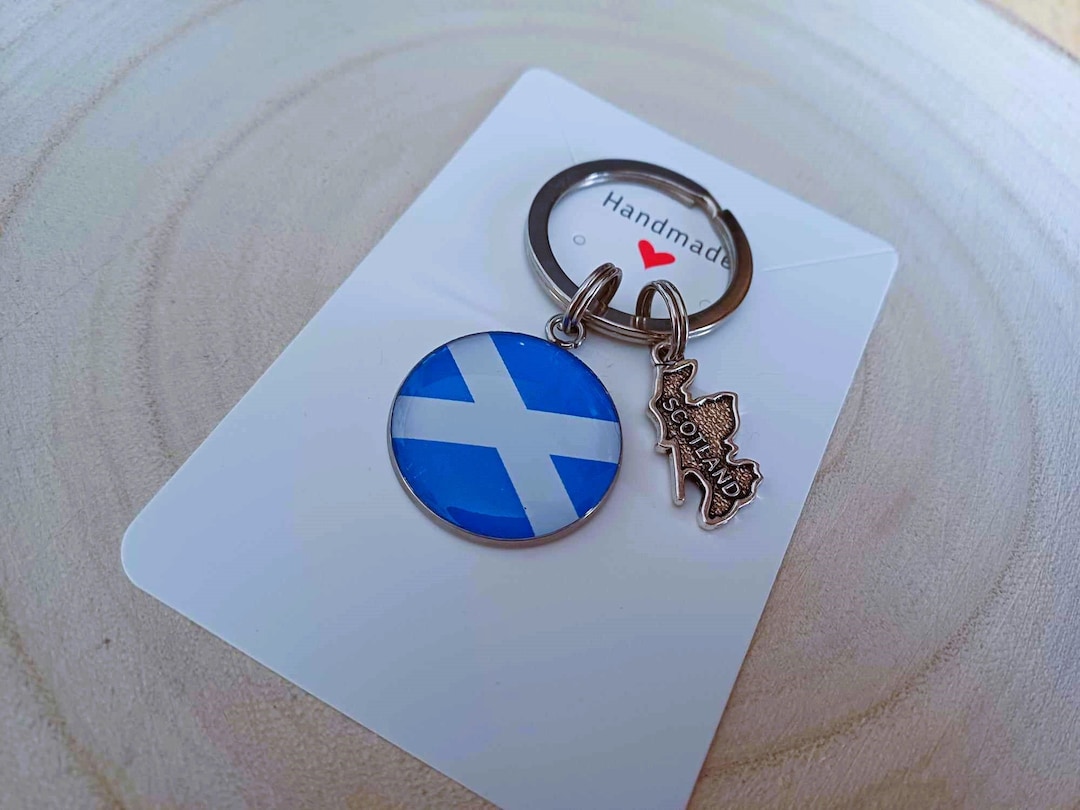 Scotland Keyring With Scotland Flag and Scotland Map Charm Handmade ...