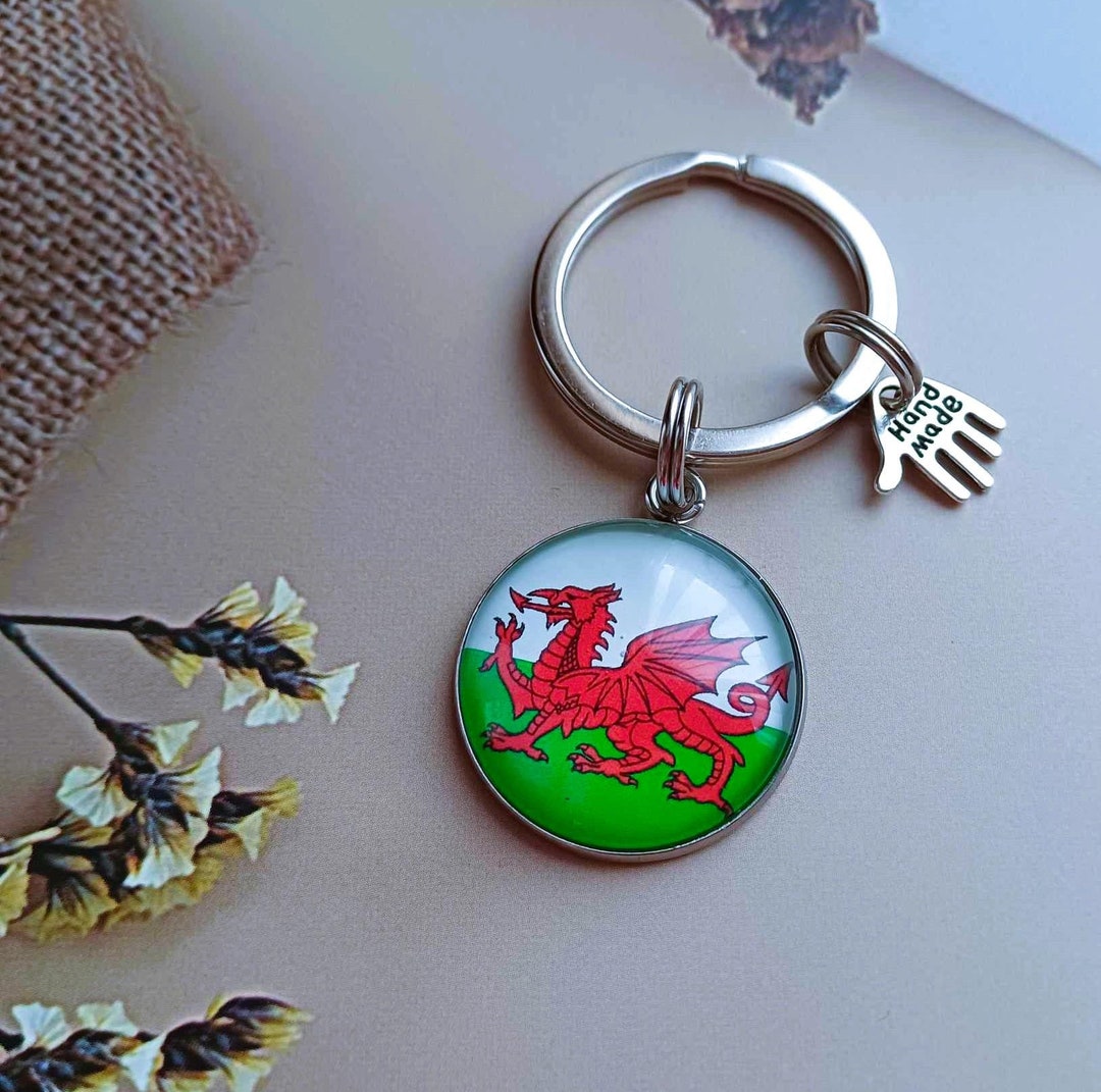 Wales Flag Flag Keyring, Wales Keyring, Wales Keyring, Wales Keychain ...