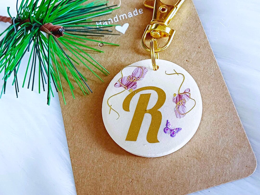 Handmade Wood Design and Letter R Keyring, Wood Bag Charm, Bag Charm ...
