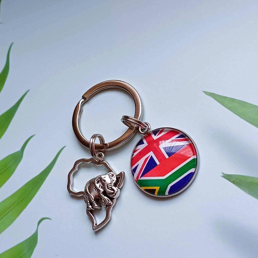 South African and Union Jack Keyring, Union Jack and South Africa Flag ...