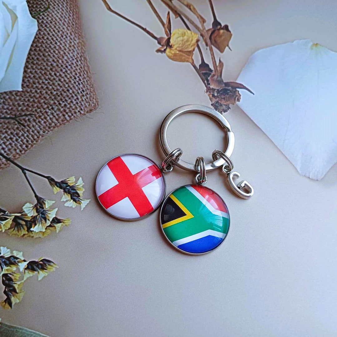 South African Flag and England Flag Keyring, South Africa Flag Keyring ...
