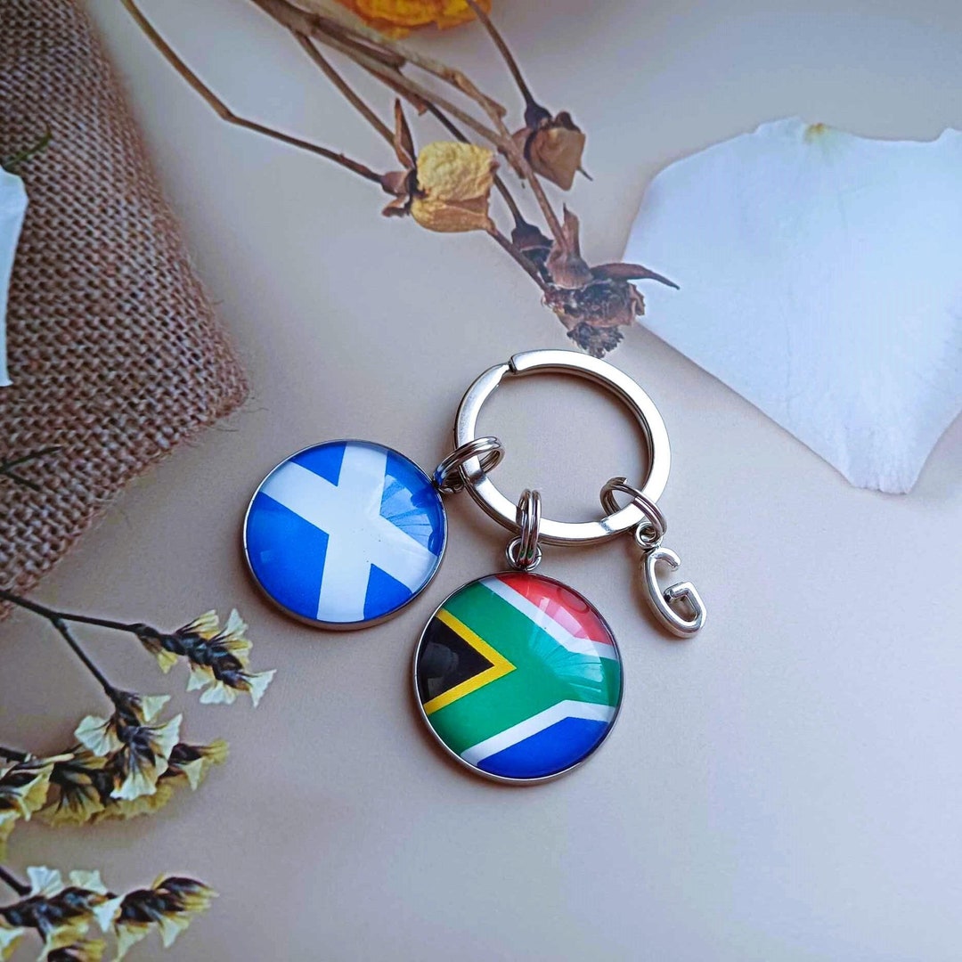 South African Flag and Scotland Flag Keyring, South Africa Flag Keyring ...