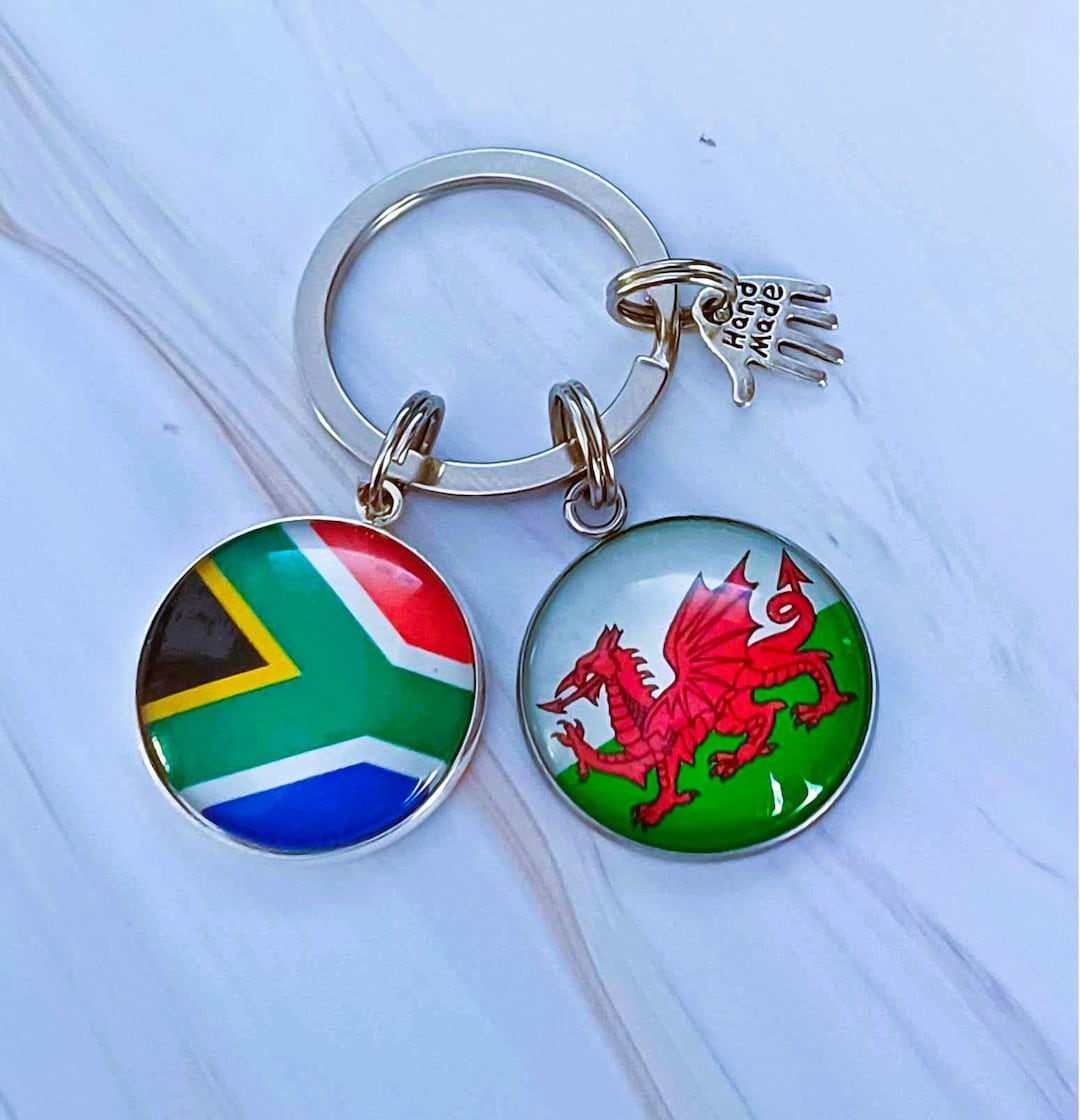 Wales Flag and South Africa Flag Keyring, South Africa Keyring, Wales ...