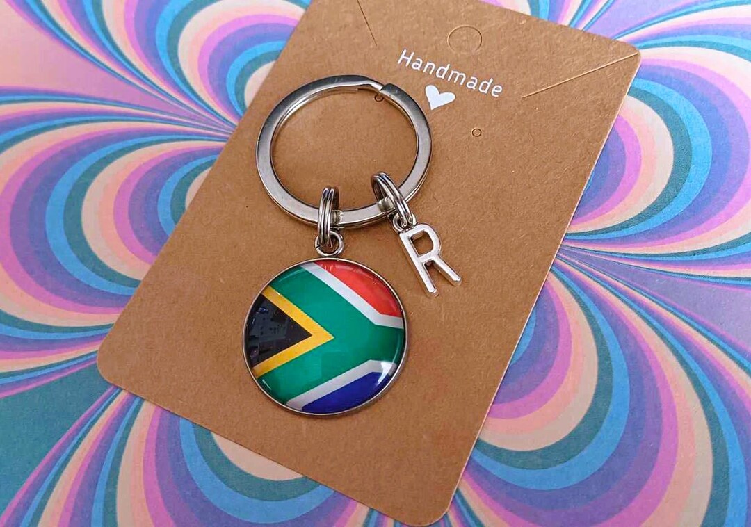 South African Domed Keyring Letter Personalized, Africa Charm Keyring ...