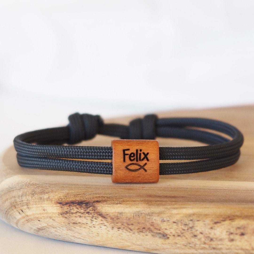 Wooden Bracelet Fish, Sailing Rope, Communion, Confirmation, Baptism - Etsy