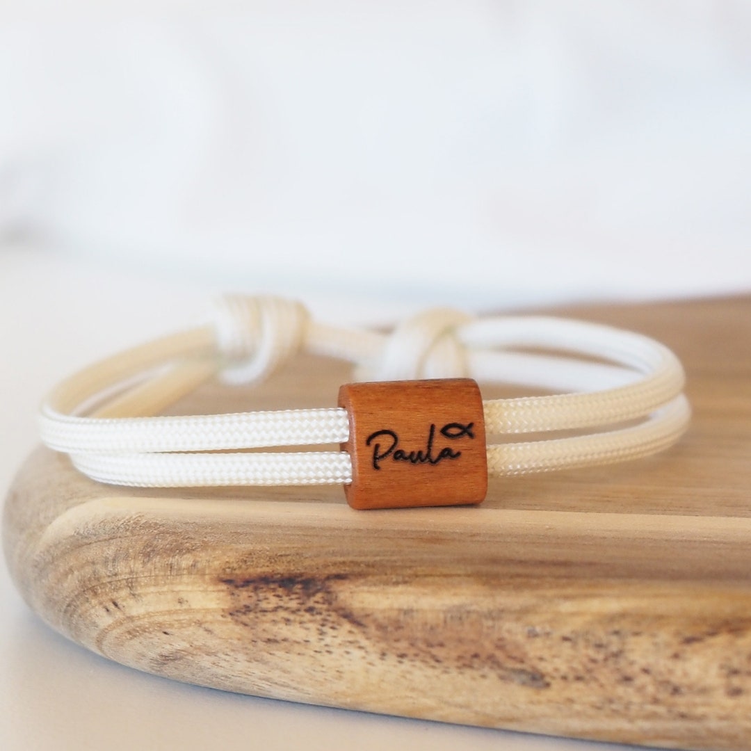 Wooden Bracelet Fish, Sailing Rope, Communion, Confirmation, Baptism - Etsy