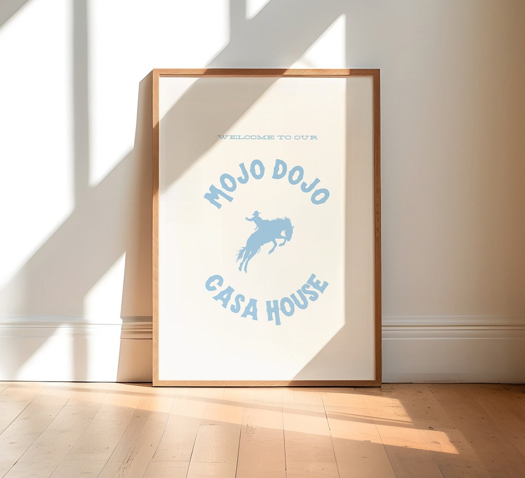 Trendy Blue Mojo Dojo Casa House Print, Trendy Coastal Cowgirl Digital ...
