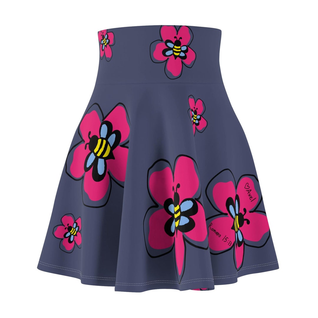 Skater Skirt, Bumblebee and Flower Design, Women's Fashion Apparel ...