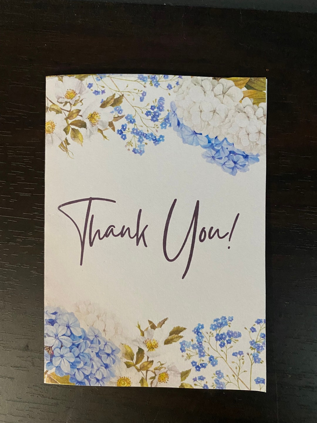 White and Blue Flower Thank You Card - Etsy