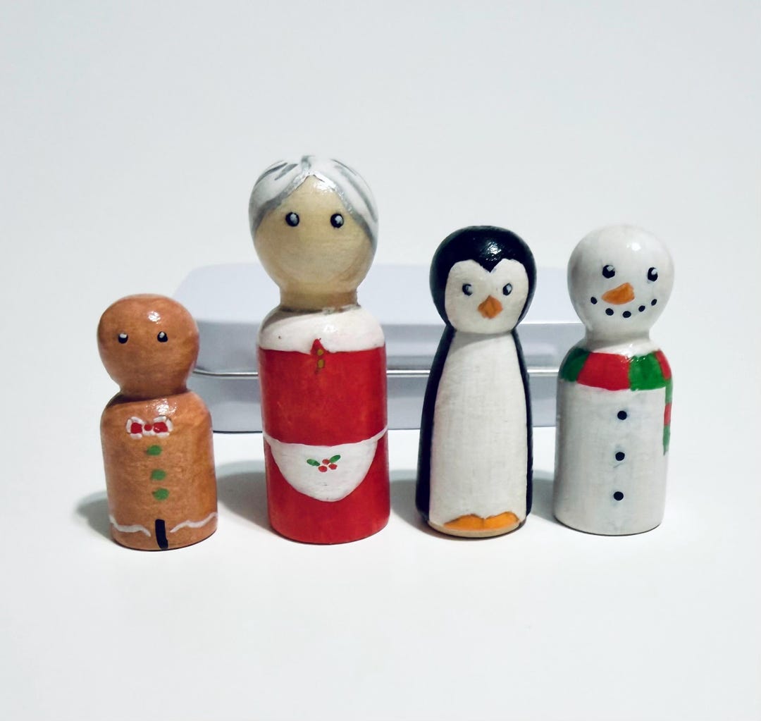 Holiday Christmas Peg Dolls Set - Etsy