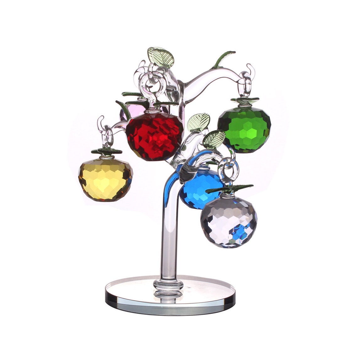 K9 Crystal Apple Tree With 6 Multi-colored Crystal Apples - Etsy