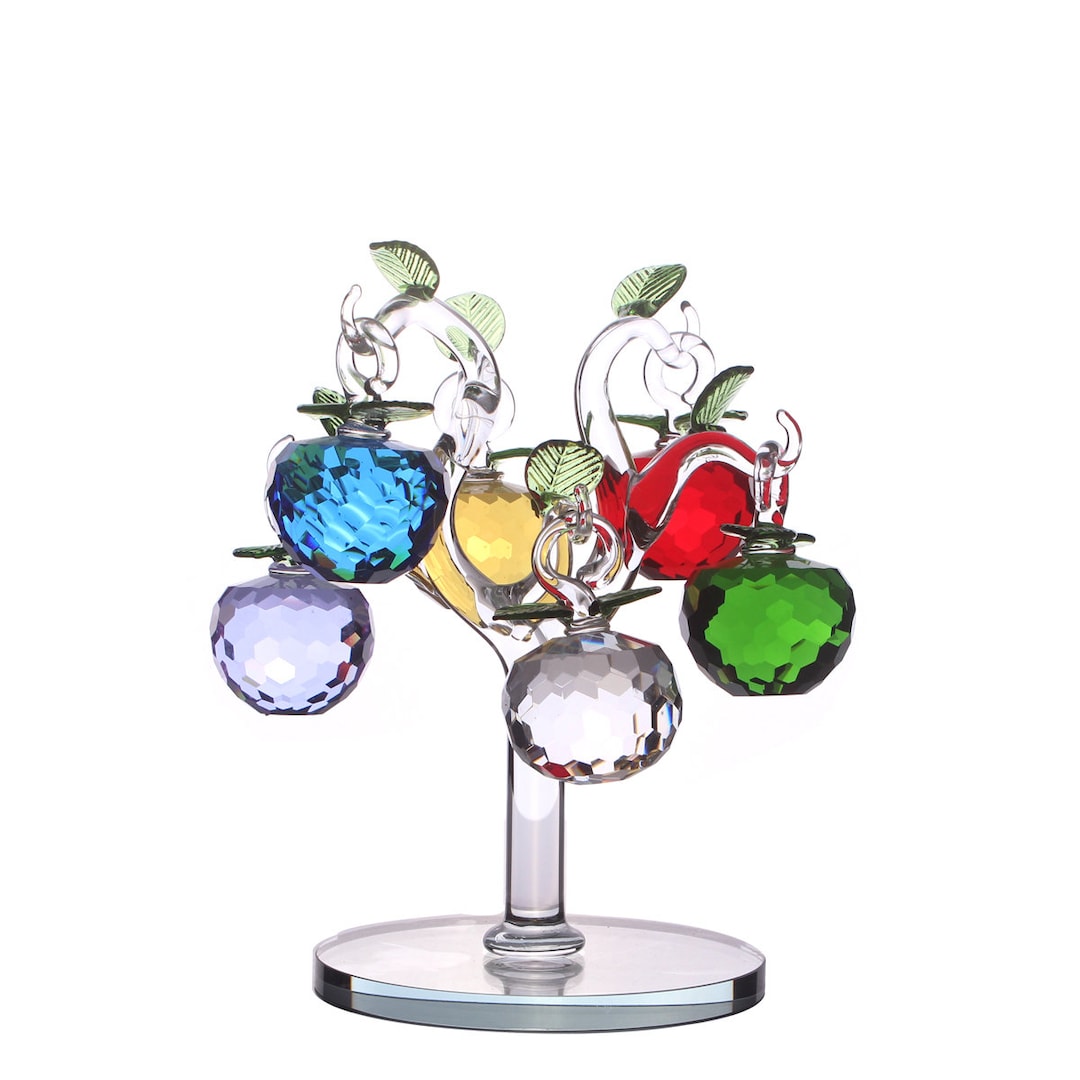 K9 Crystal Apple Tree With 6 Multi-colored Crystal Apples Decorative ...