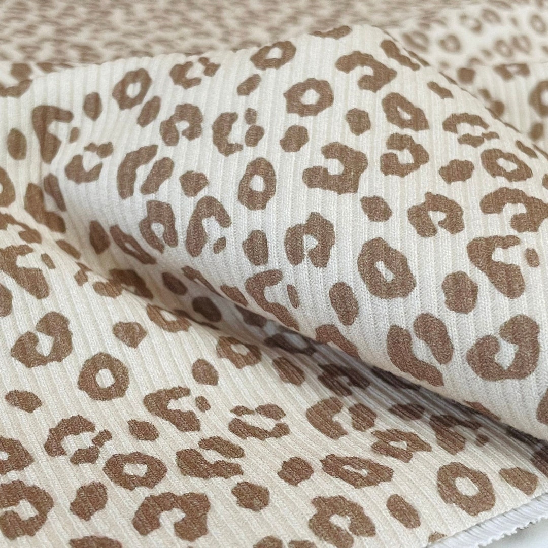 Fabrics Rib Knit Leo Pattern Ecru Jersey Premium Quality Digital Print ...