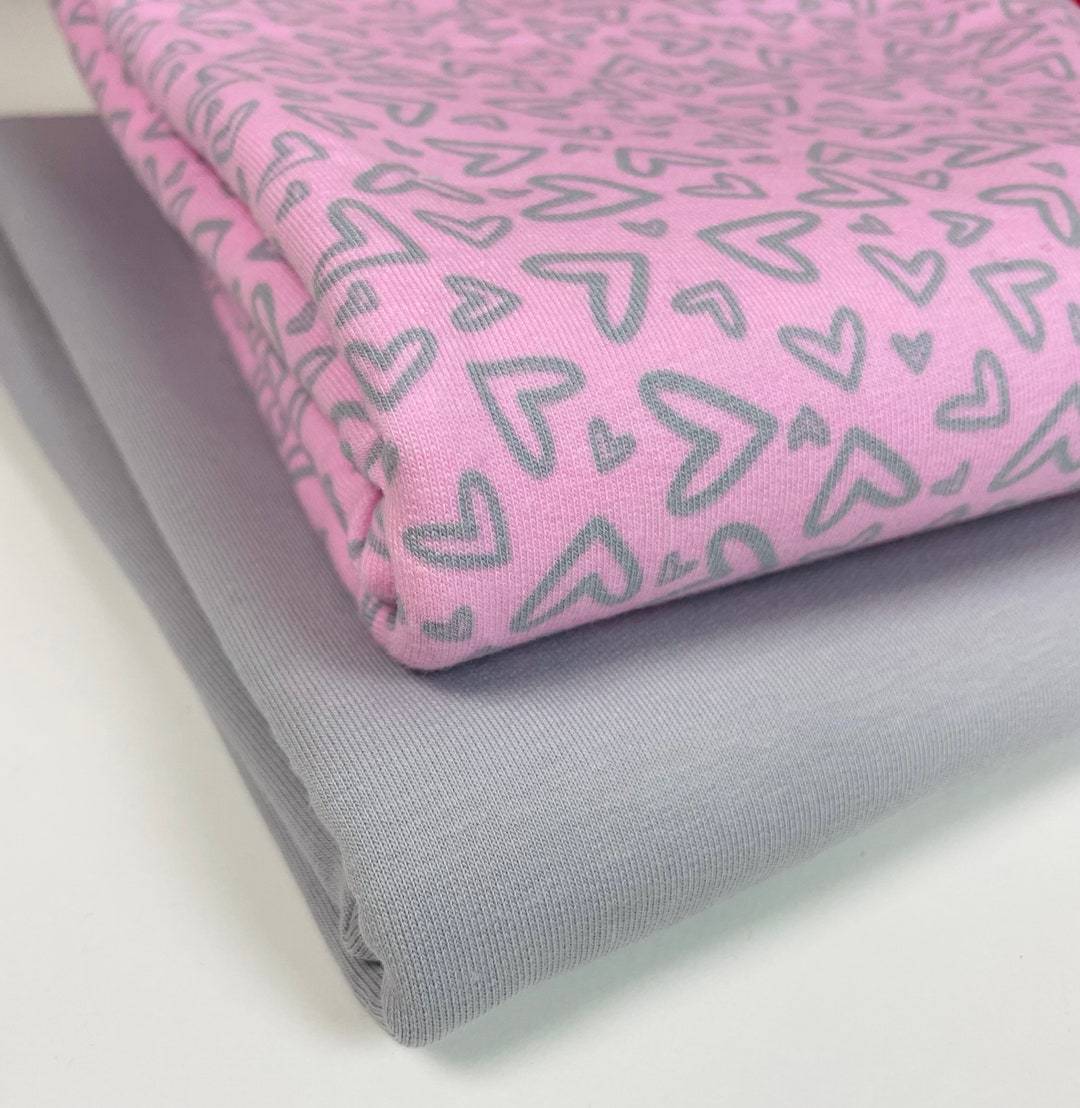 Stoff French Terry Jersey Herzen rosa Premium Qualität - Etsy.de
