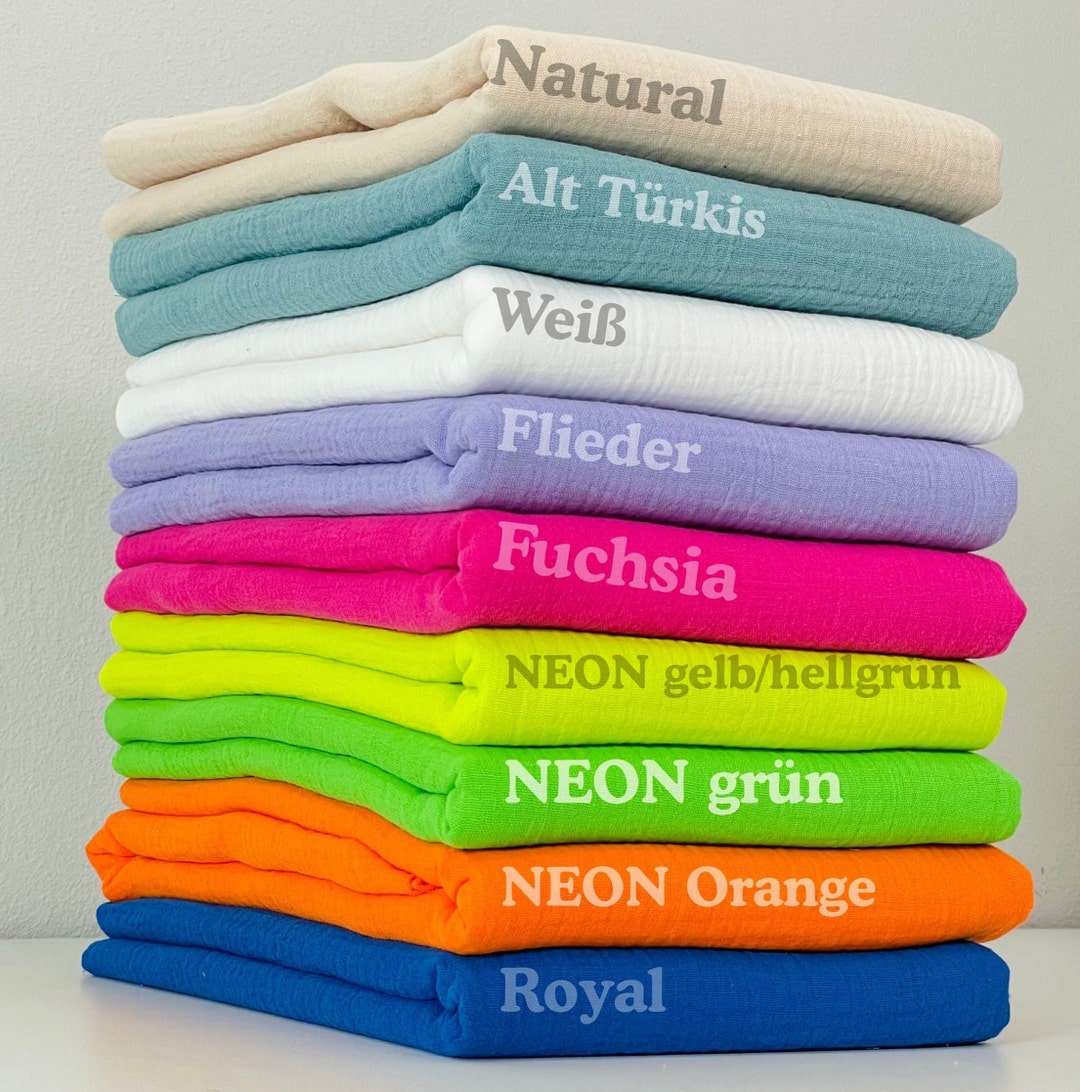 Stoff Musselin doppellagig Uni NEON / Pastel / Basis Double Gauze 100% ...