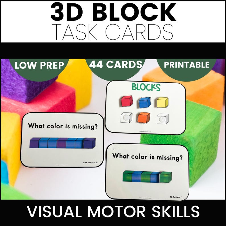 Block Pattern Activity Cards | Snap Cube Pattern Cards | Linking Cubes ...
