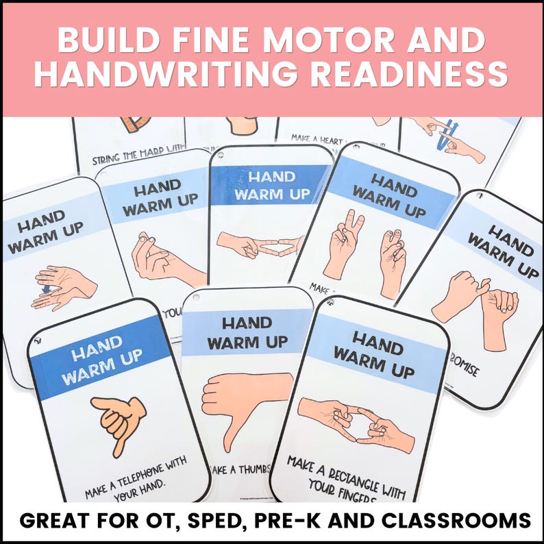 Hand Warm-up Exercise Cards | Fine Motor Skills (digital Download) - Etsy