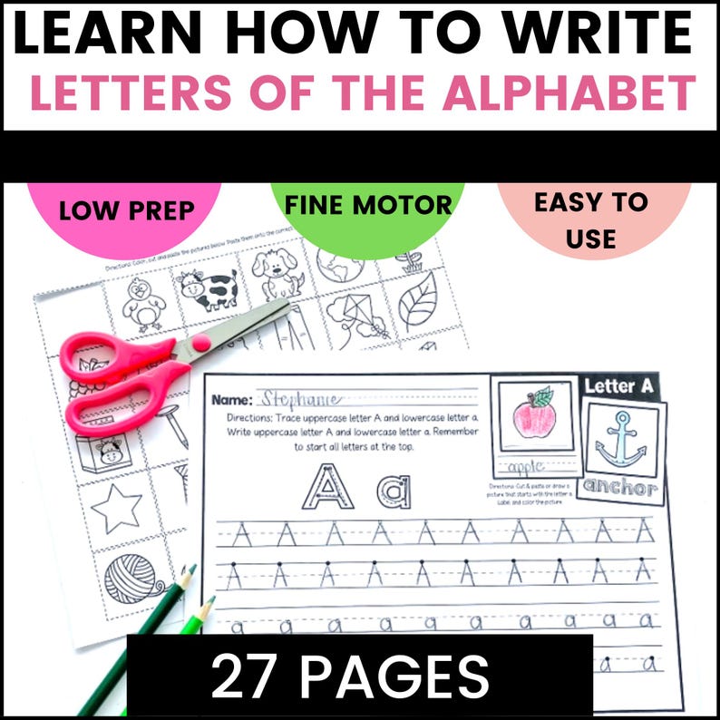 Alphabet Trace Write and Draw Worksheets Handwriting Letter Practice ...