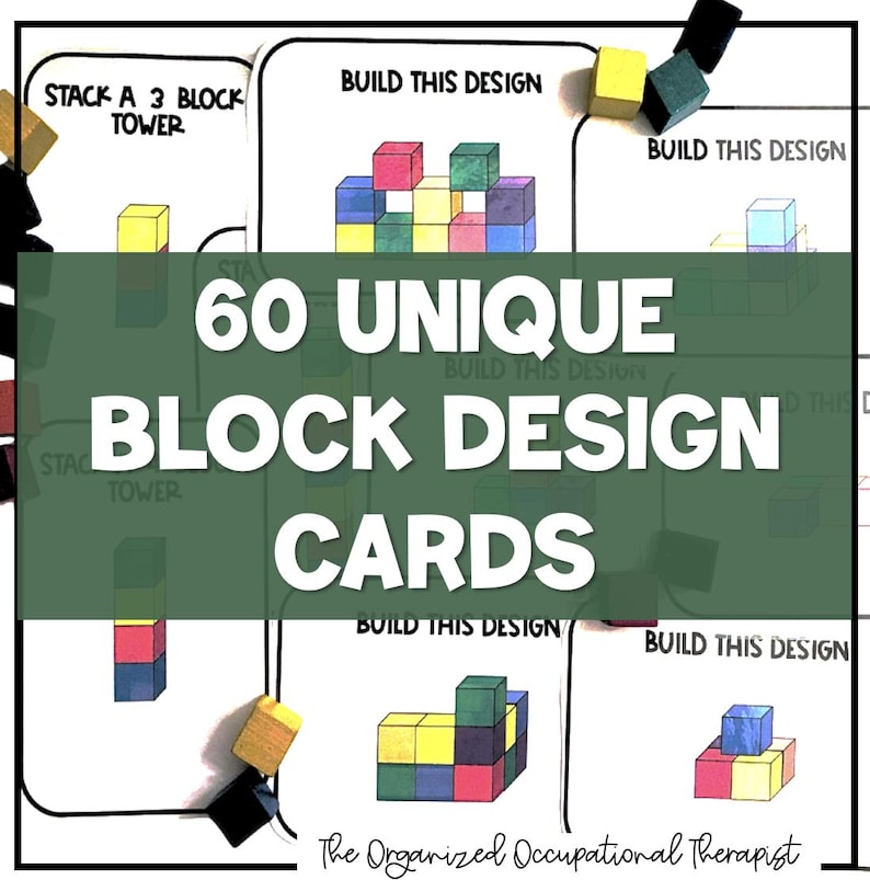 Block Building Cards | 3D Cube Block Pattern Center Cards | Kids ...