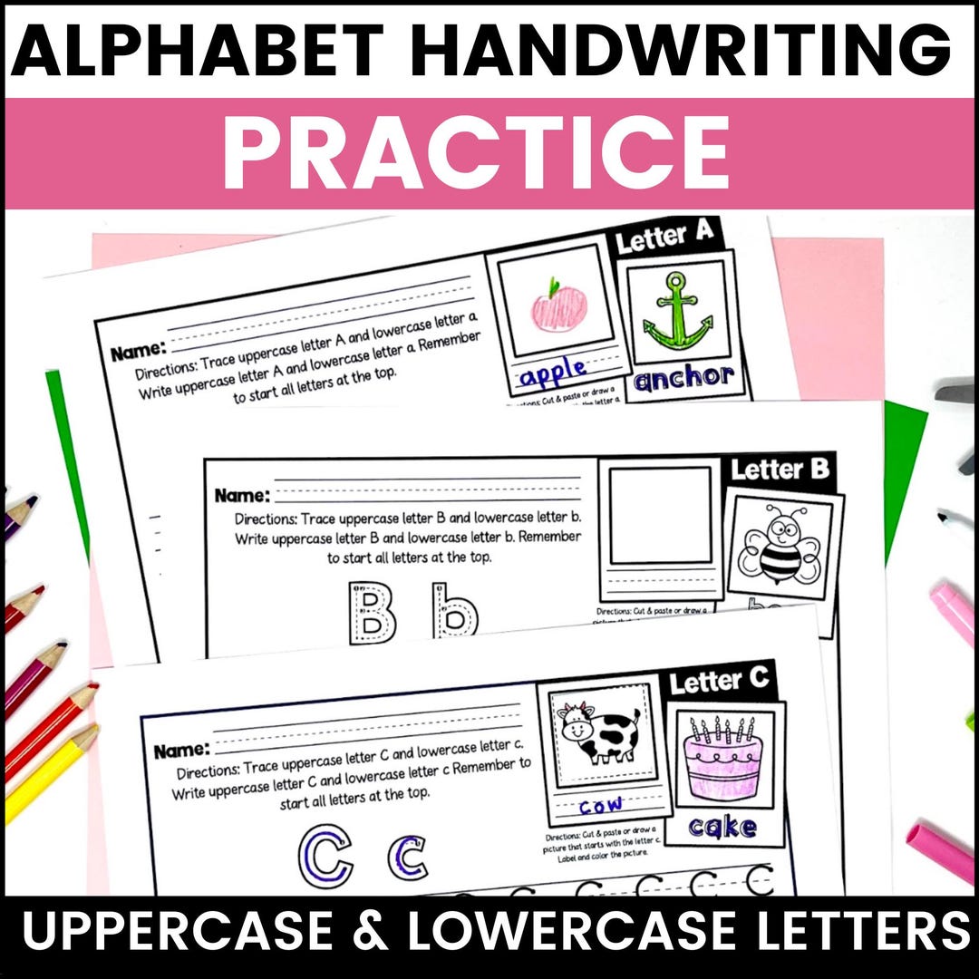 Alphabet Trace Write and Draw Worksheets Handwriting Letter Practice ...