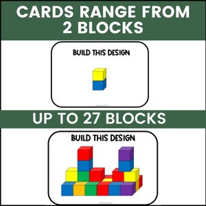 Block Building Cards | 3D Cube Block Pattern Center Cards | Kids ...