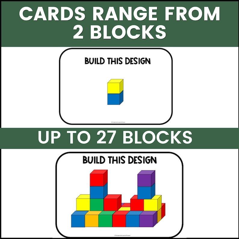 Block Building Cards | 3D Cube Block Pattern Center Cards | Kids ...