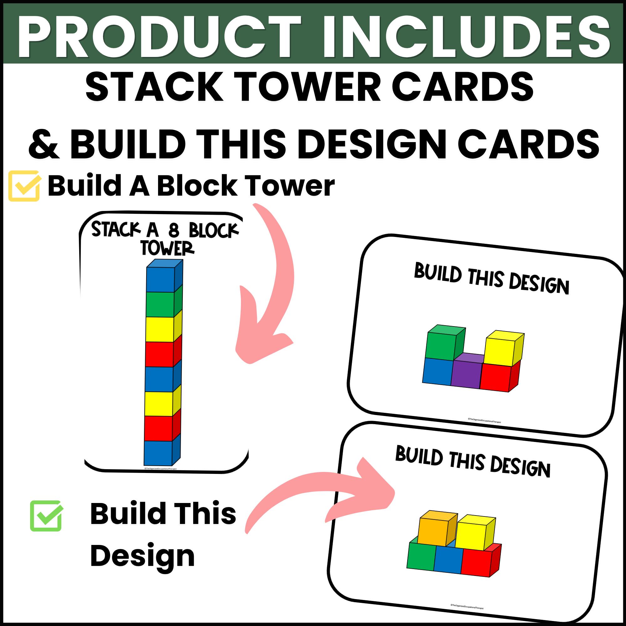 Block Building Cards | 3D Cube Block Pattern Center Cards | Kids ...