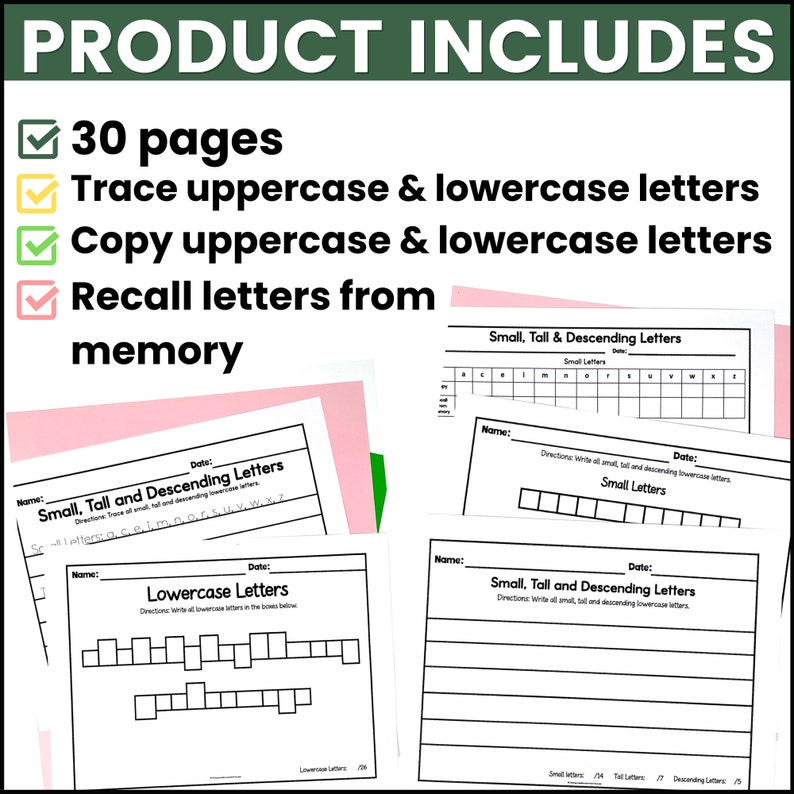 Alphabet Writing Assessment | Occupational Therapy Letter Memory Data ...