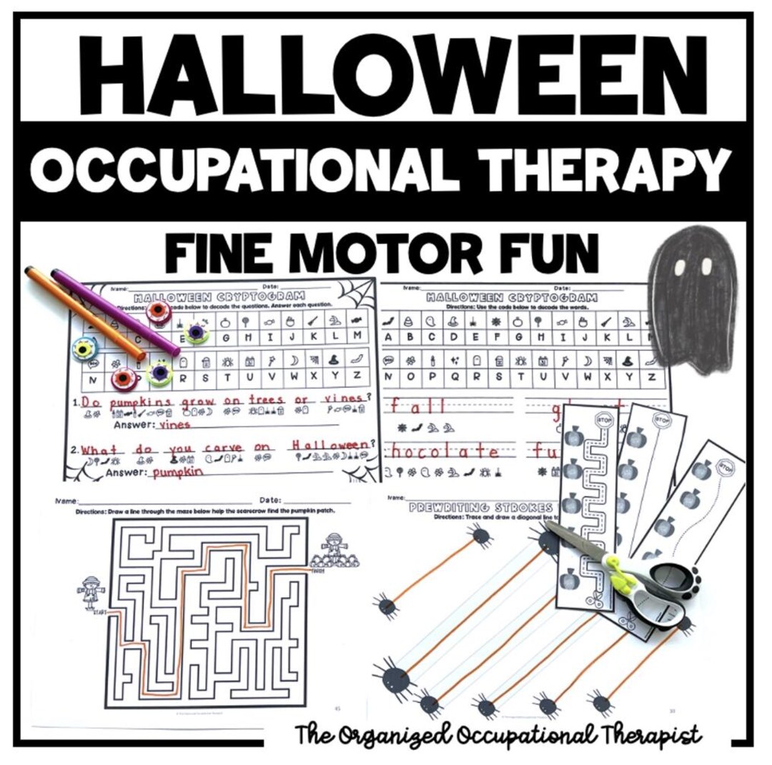 Halloween Fall Fine Motor Worksheets - No Prep for Occupational Therapy ...