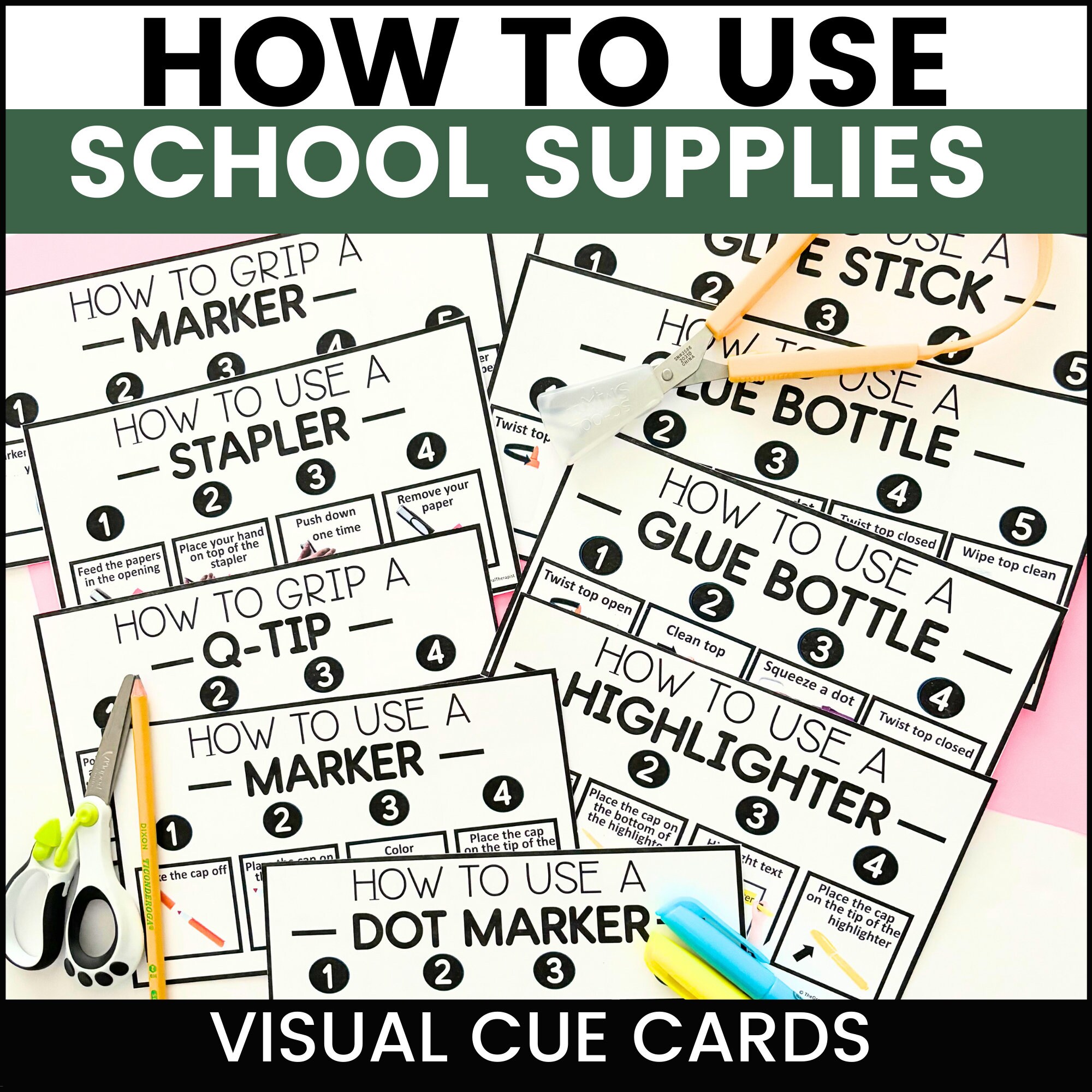 How to Use School Supplies Printable Visual Cards Back to School ...