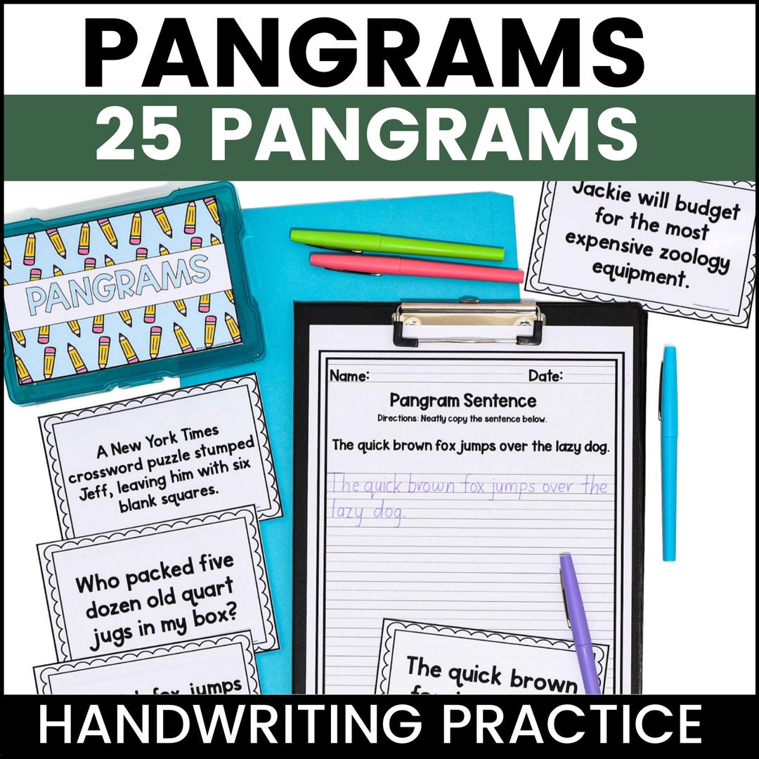 Handwriting Practice Worksheets Pangram Writing - Etsy