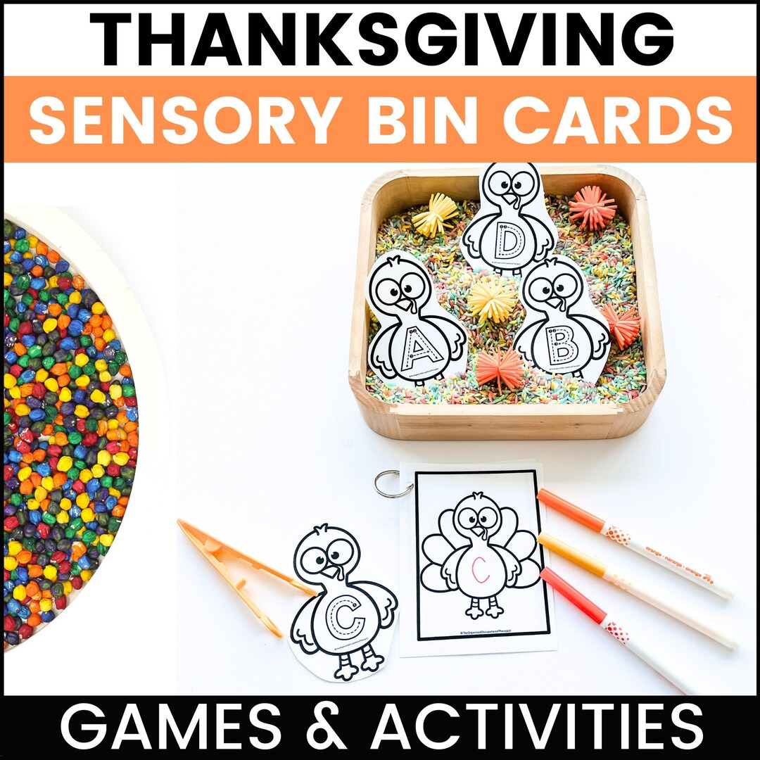 Thanksgiving Sensory Bin Activity Cards | Fall Sensory Bin Activity ...
