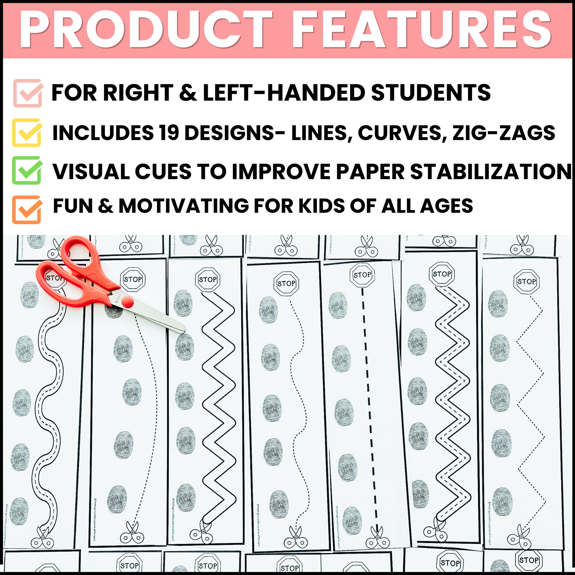 Printable Cutting Sheets | Thumbprint Cutting Strips | Cutting Practice ...