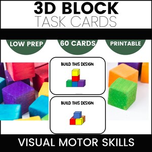 Block Building Cards | 3D Cube Block Pattern Center Cards | Kids ...
