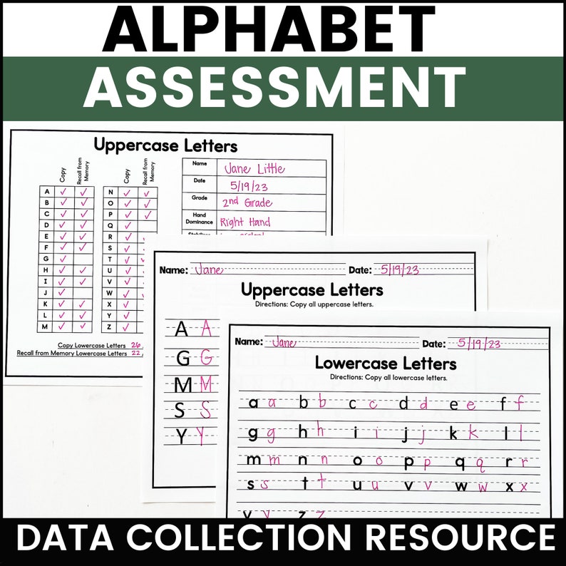 Alphabet Writing Assessment | Occupational Therapy Letter Memory Data ...