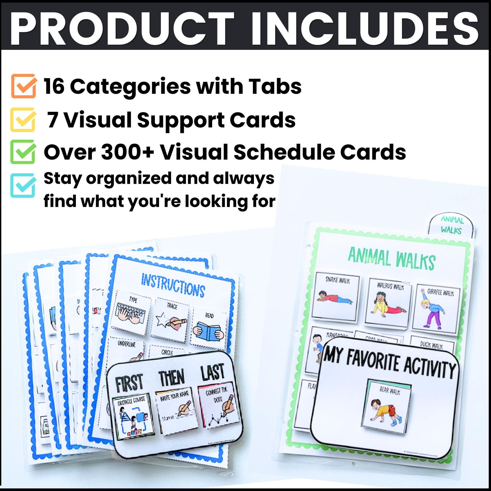 Visual Schedule Cards Bundle for Kids Pediatric Occupational Therapy ...