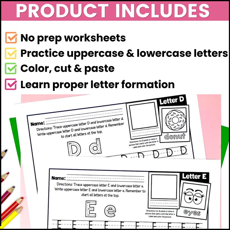 Alphabet Trace Write and Draw Worksheets Handwriting Letter Practice ...