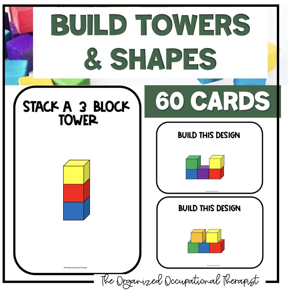 Block Building Cards | 3D Cube Block Pattern Center Cards | Kids ...