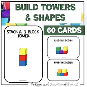 Block Building Cards | 3D Cube Block Pattern Center Cards | Kids ...