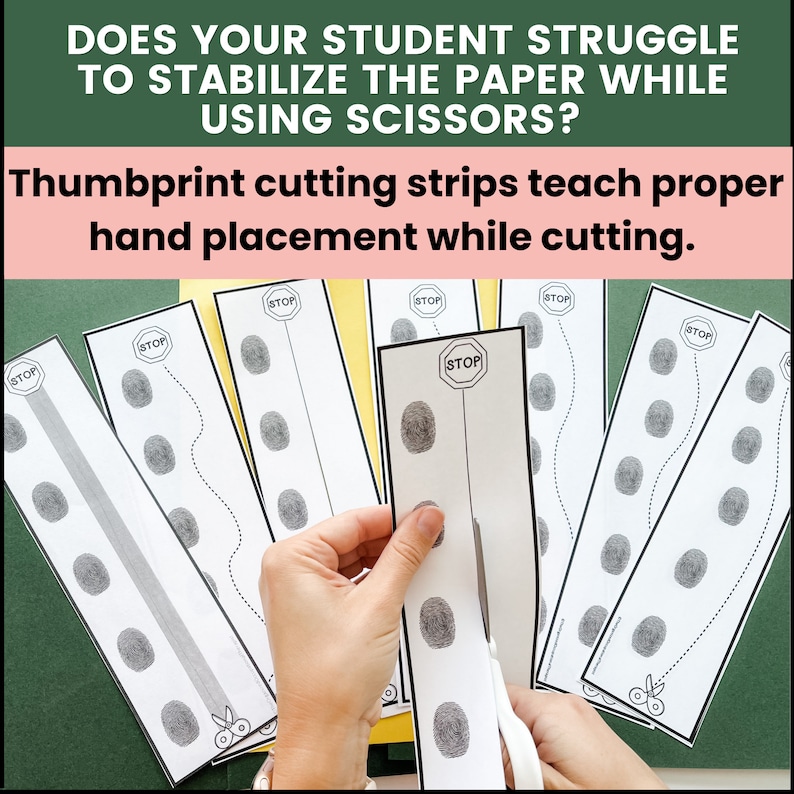 Printable Cutting Sheets | Thumbprint Cutting Strips | Cutting Practice ...