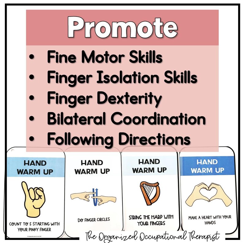 Hand Warm-up Exercise Cards | Fine Motor Skills (digital Download) - Etsy