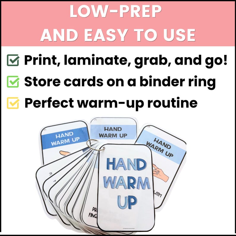 Hand Warm-up Exercise Cards | Fine Motor Skills (digital Download) - Etsy