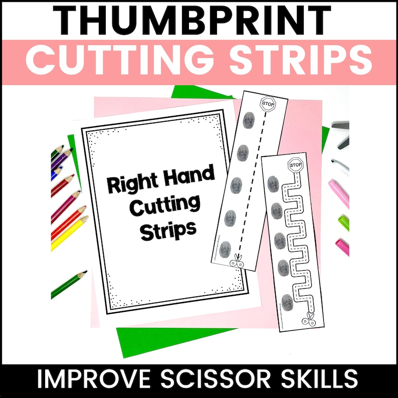 Printable Cutting Sheets | Thumbprint Cutting Strips | Cutting Practice ...