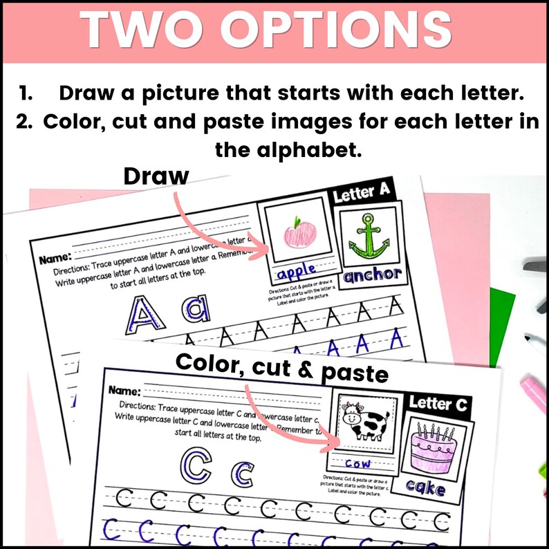 Alphabet Trace Write and Draw Worksheets Handwriting Letter Practice ...