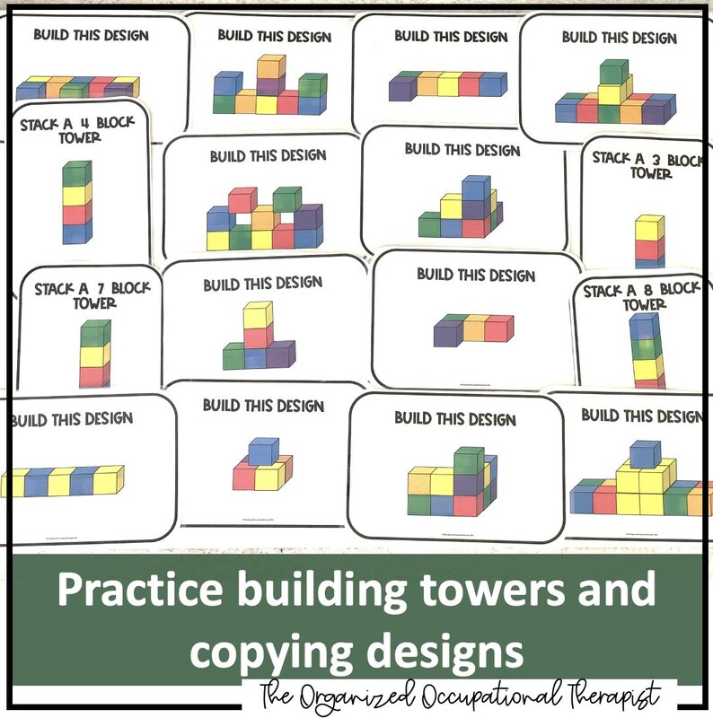 Block Building Cards | 3D Cube Block Pattern Center Cards | Kids ...