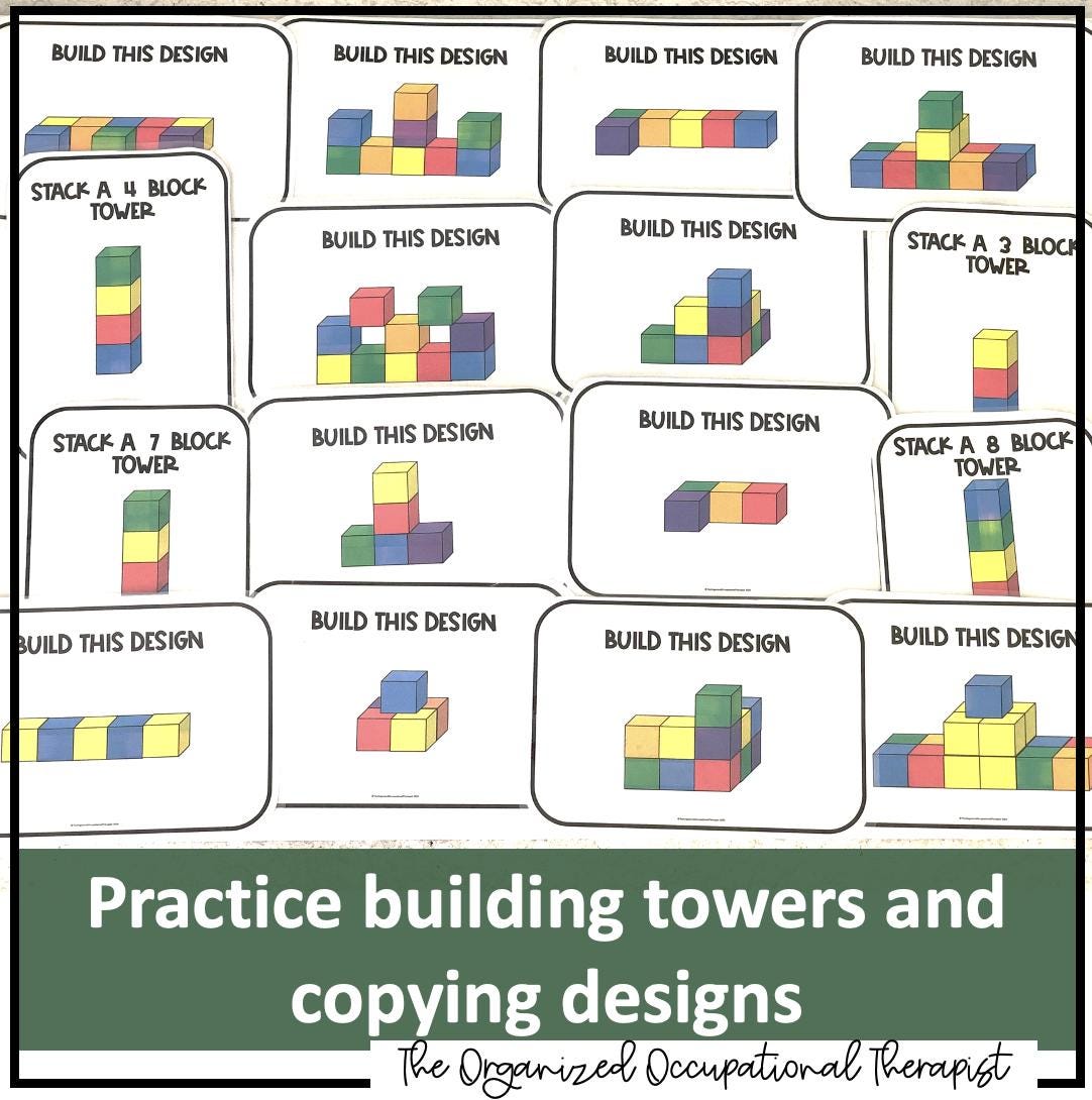 Block Building Cards | 3D Cube Block Pattern Center Cards | Kids ...