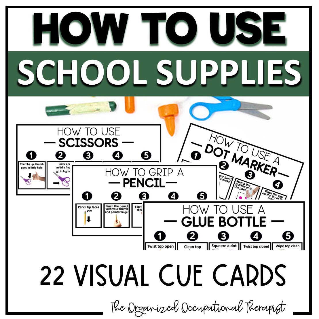How to Use School Supplies Printable Visual Cards Back to School ...